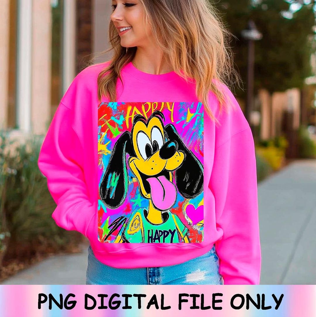 Pluto Graffiti PNG, Happy Dog PNG, Neon Graffiti PNG Design, Colorful ...