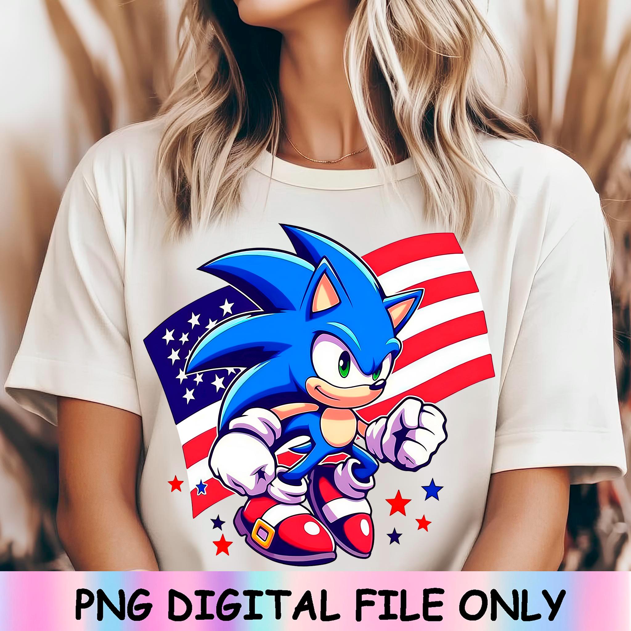 Sonic the Hedgehog 4th of July PNG Shirt Patriotic Sublimation Design ...