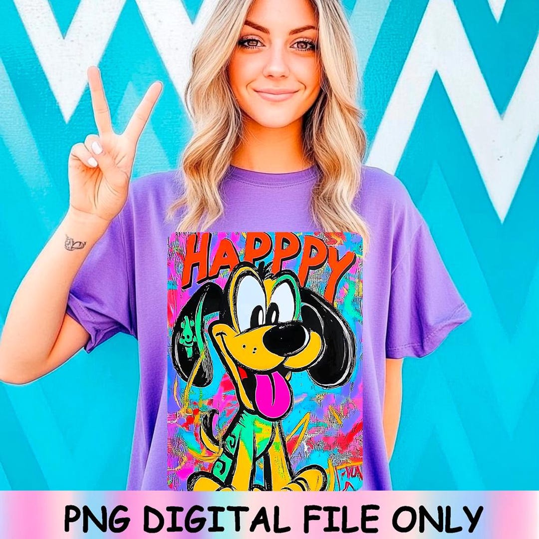 Pluto Graffiti PNG, Happy Dog PNG, Neon Graffiti PNG Design, Colorful ...