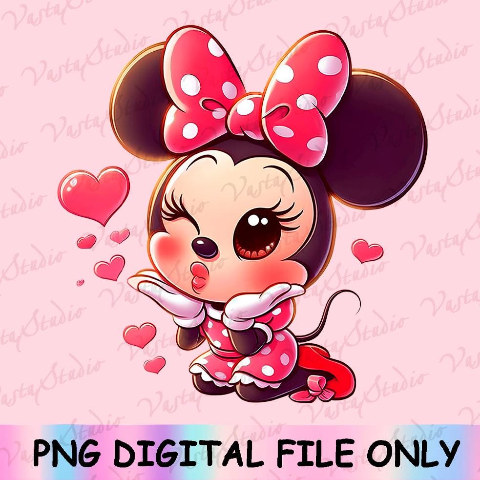 Minnie Blowing a Kiss Png, Cute Minnie Valentine Png Design, Minnie ...