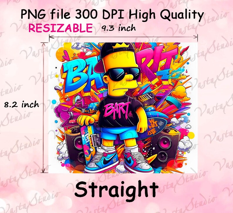 Bart Graffiti Tumbler Wrap PNG, Cartoon Character Tumbler Wrap ...