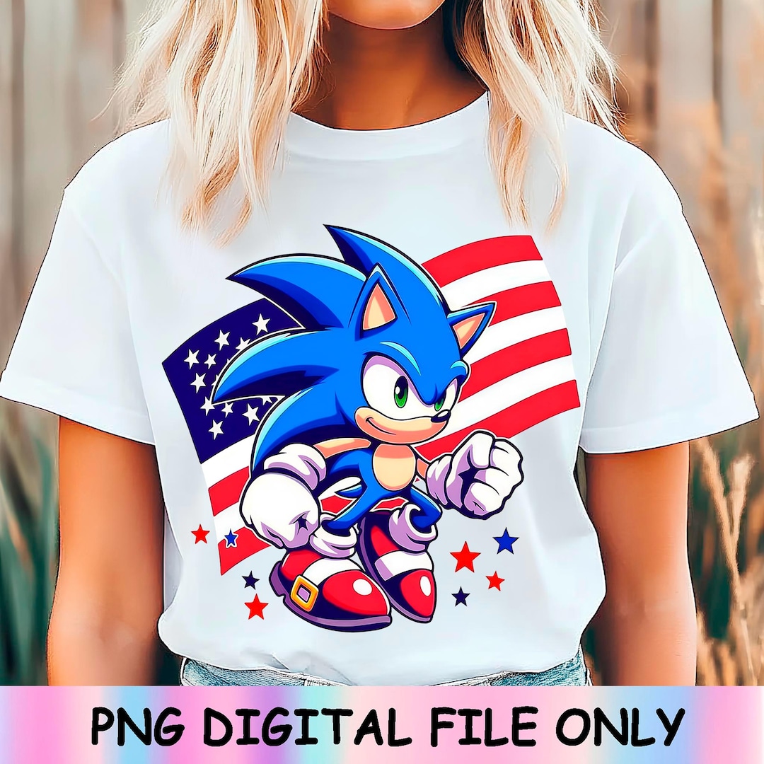 Sonic the Hedgehog 4th of July PNG Shirt Patriotic Sublimation Design ...