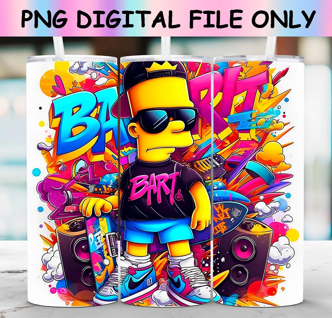 Bart Graffiti Tumbler Wrap PNG, Cartoon Character Tumbler Wrap ...