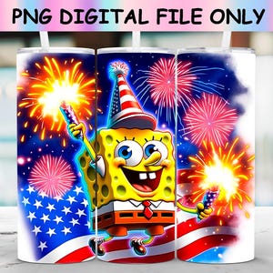 4th of July Tumbler Wrap PNG Funny Cartoon Character Tumbler Wraps ...