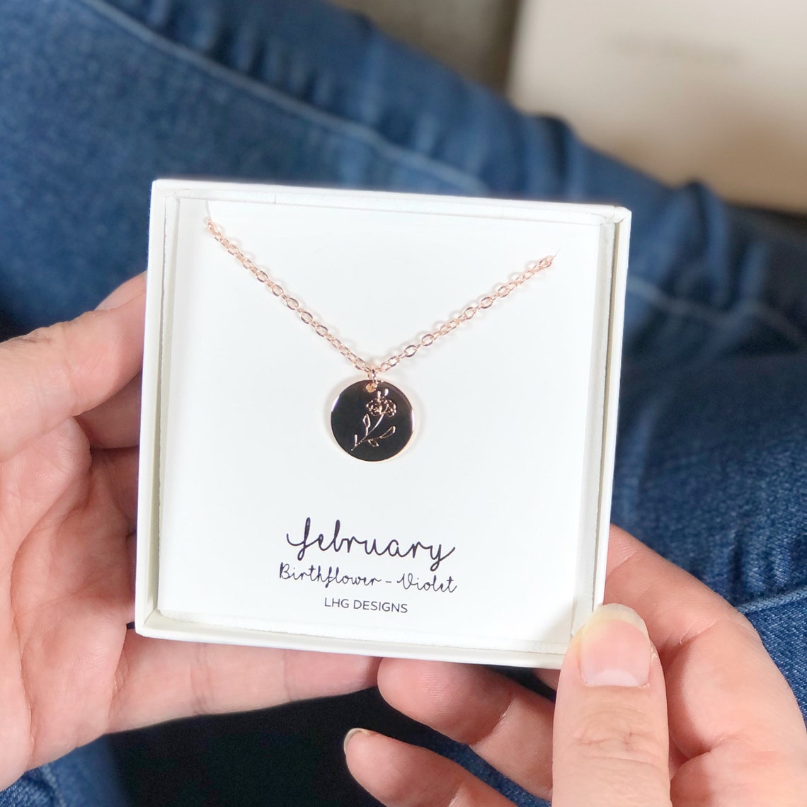 February Birth Flower Necklace February Birthday Gift for - Etsy