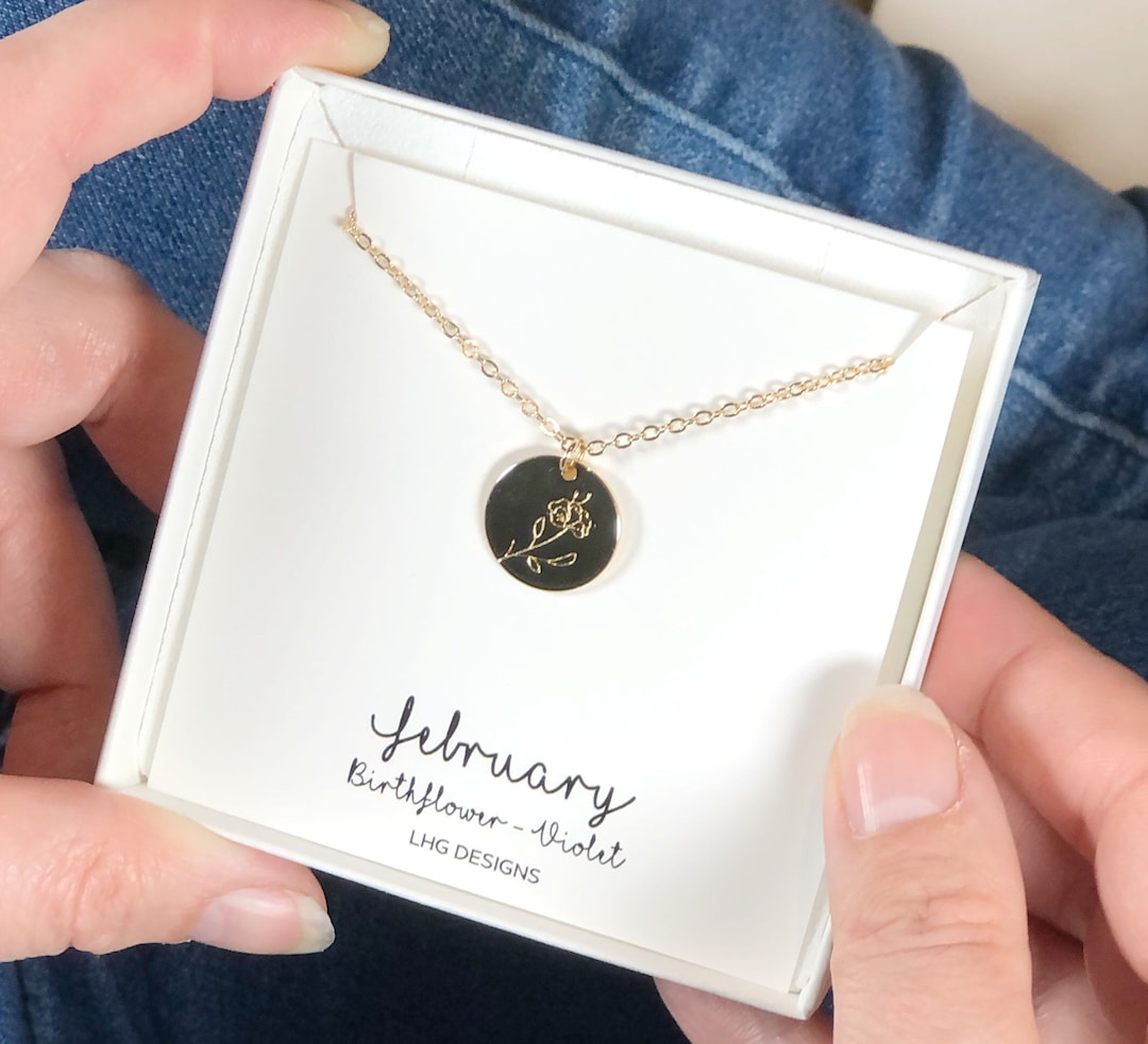 February Birth Flower Necklace, February Birthday Gift for Her, Violet ...