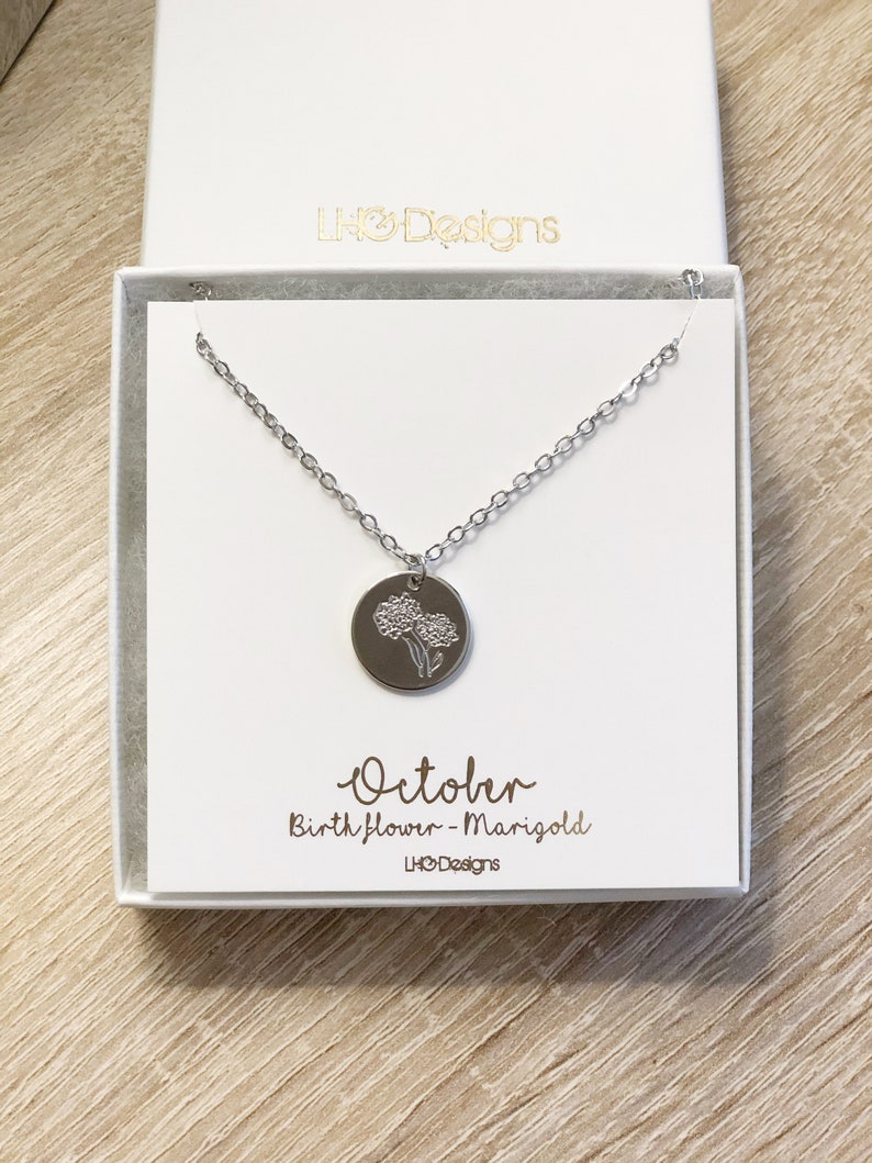 October Birth Flower Necklace October Birthday Gift for Her | Etsy