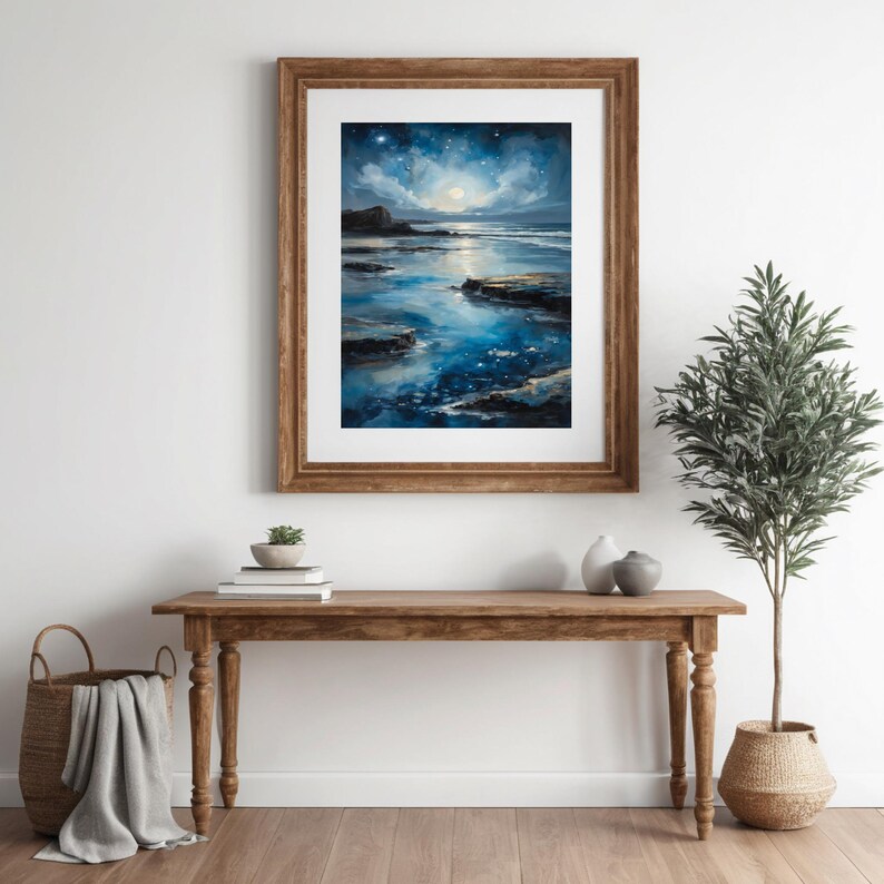 Blue Tides Premium iPhone Wallpaper Digital Oil Painting Printable Wall Art 4K Digital Download ...