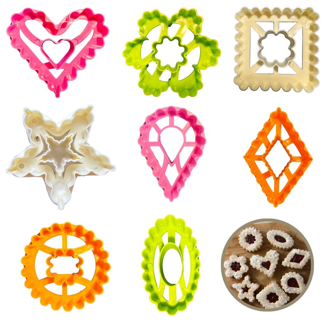 Set of 8 Double Sided Linzer Christmas Cookie Cutters Biscuit Mold ...