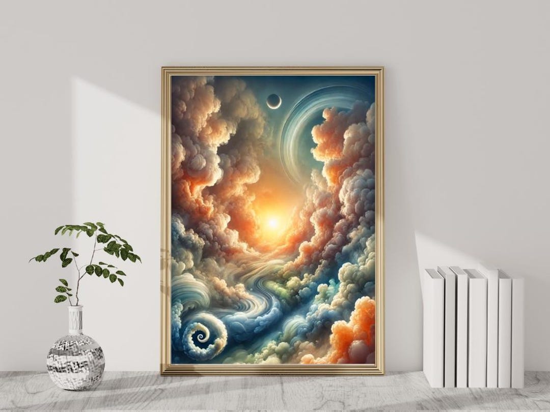 Cosmic Feng Shui Art Print Flowing Clouds & Radiant Energy Digital Feng ...