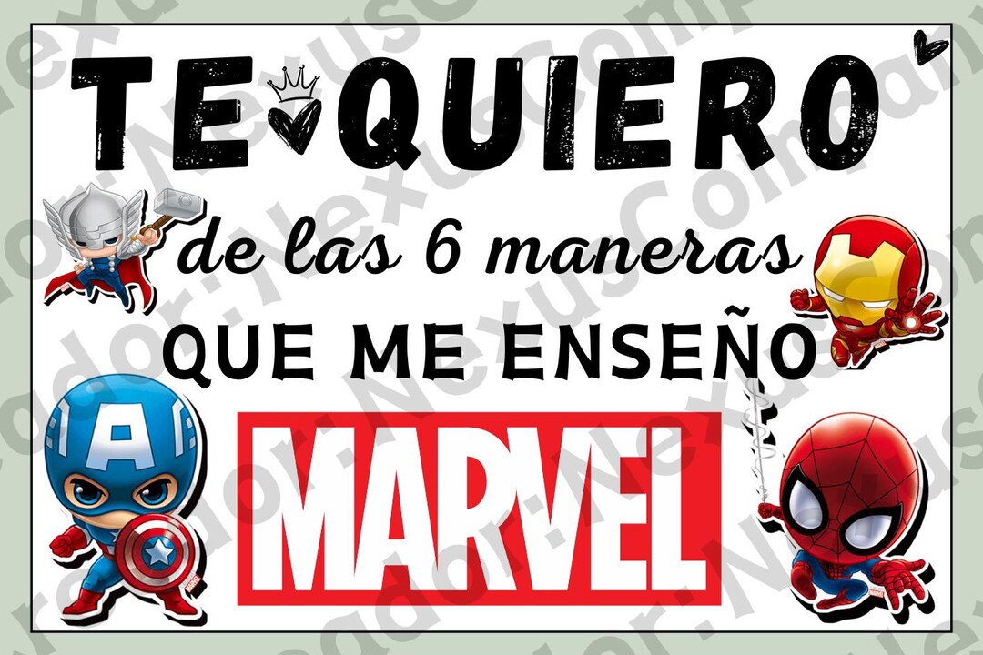 Marvel Cut-out Template Superhero Inspired Love Quotes Instant Download ...