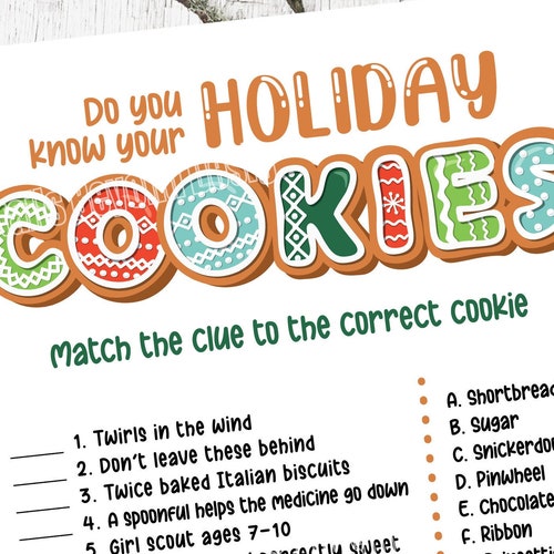 Do You Know Your Holiday Cookies Cookie Quiz Printable Game - Etsy