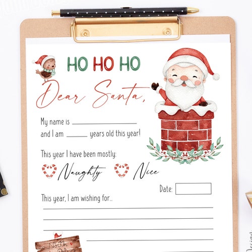 Dear Santa Letter Christmas Wish List Naughty or Nice - Etsy