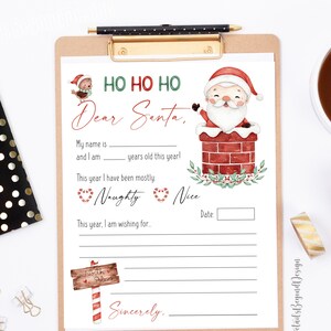 Dear Santa Letter - Christmas Wish List - Naughty or Nice - Survey 8.5 ...