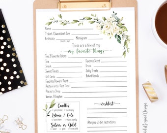 Gift Questionnaire - Etsy Canada