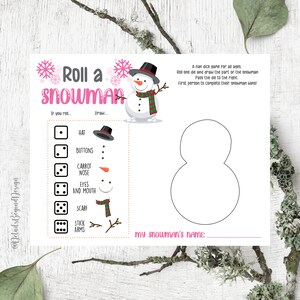 Holiday Roll a Snowman Dice Game - Children's Game Card - Build / Draw ...