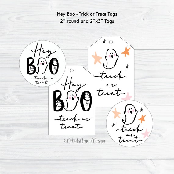 Hey Boo Trick or Treat Printable Halloween Tags - Etsy