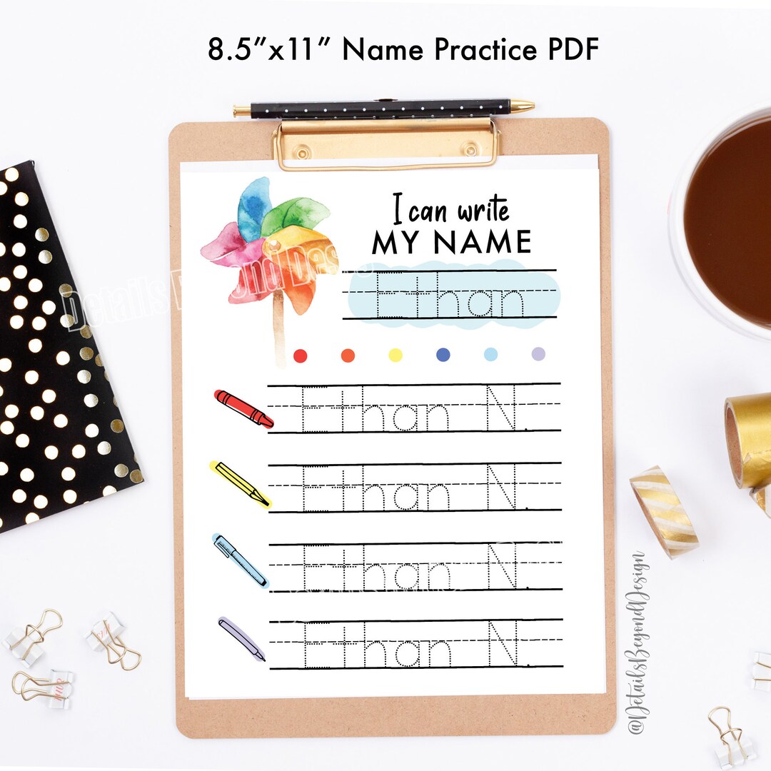 Personalized - Custom - Name Writing Practice Sheets - Your Child's ...