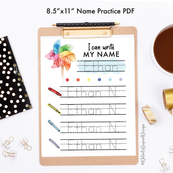 Personalized - Custom - Name writing practice sheets - Your child's ...
