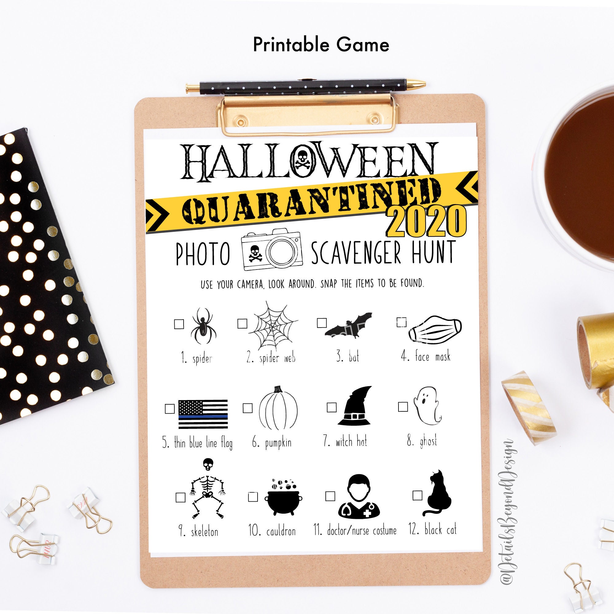 Halloween Photo Scavenger Hunt Game - Children's Game Card - Kid ...