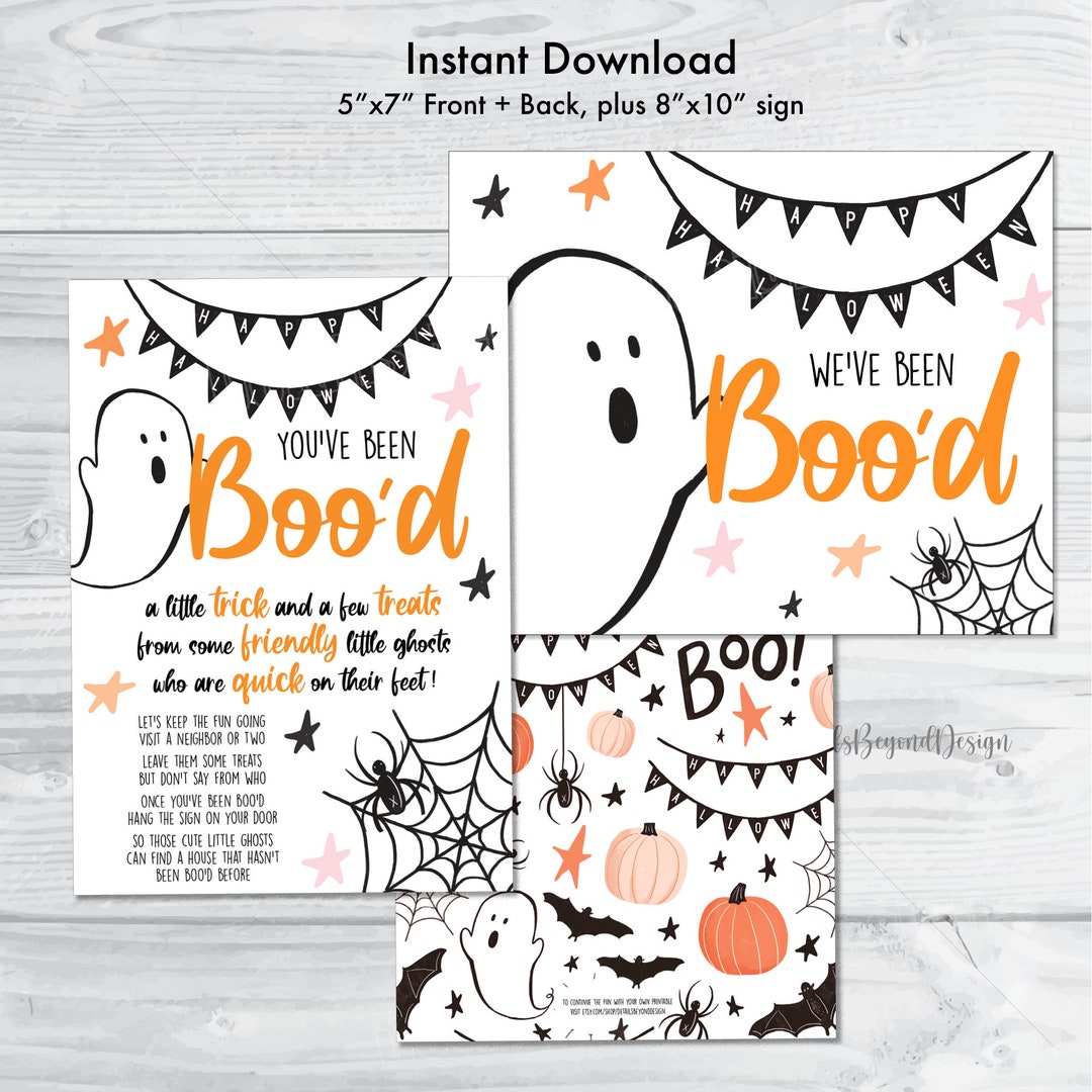 You've Been Boo'd Printable - Halloween Trick or Treat Booed Card and ...