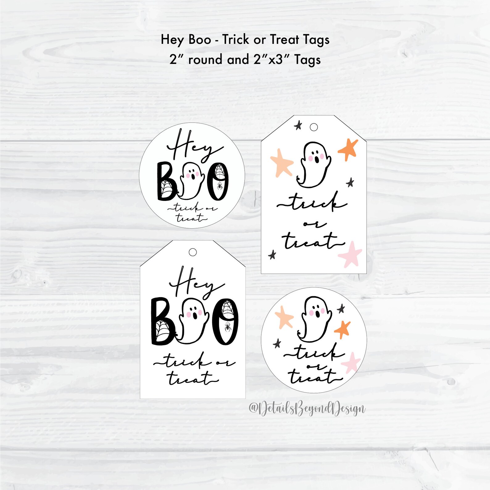 Hey Boo - Trick or Treat - Printable - Halloween Tags - 2" Round and 2 ...