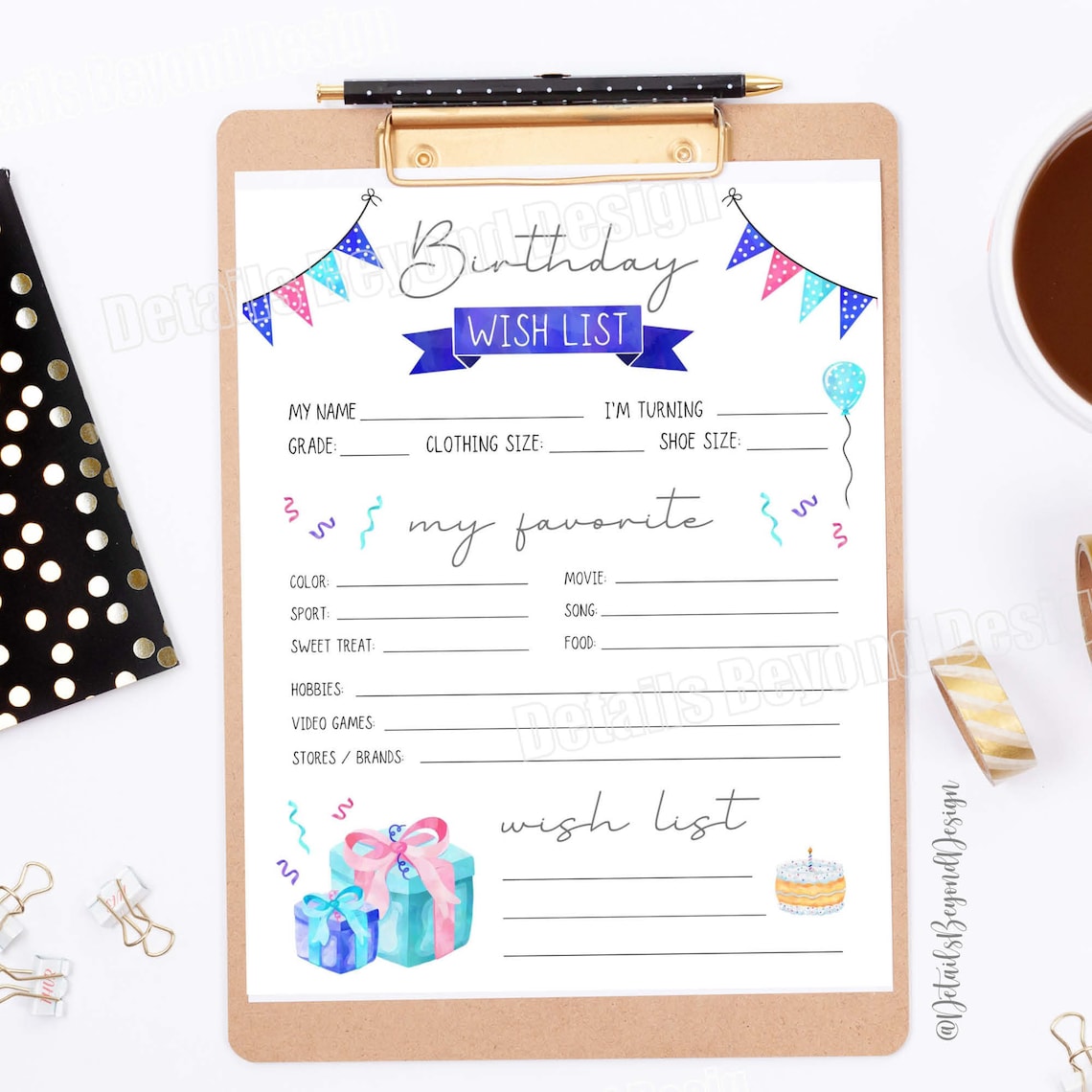 Birthday Wish List My Favorite Things Detailed Etsy