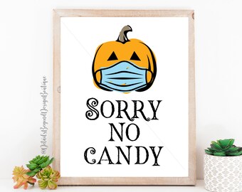 Signs No candy here sign Halloween Candy Sign Trick or treat sign ...