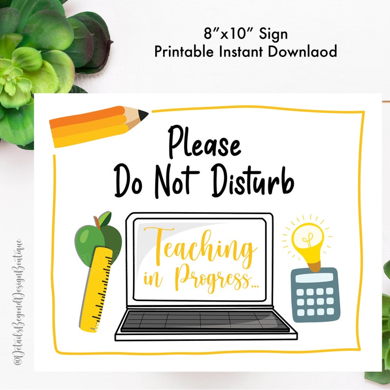8x10 Please DO NOT DISTURB Teaching in Progress Sign Zoom Call Extended ...