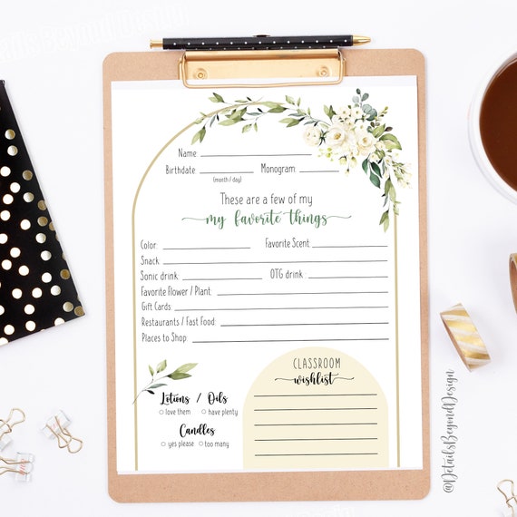 Boho Themed Floral Greenery Classroom Wishlist Favorite | Etsy