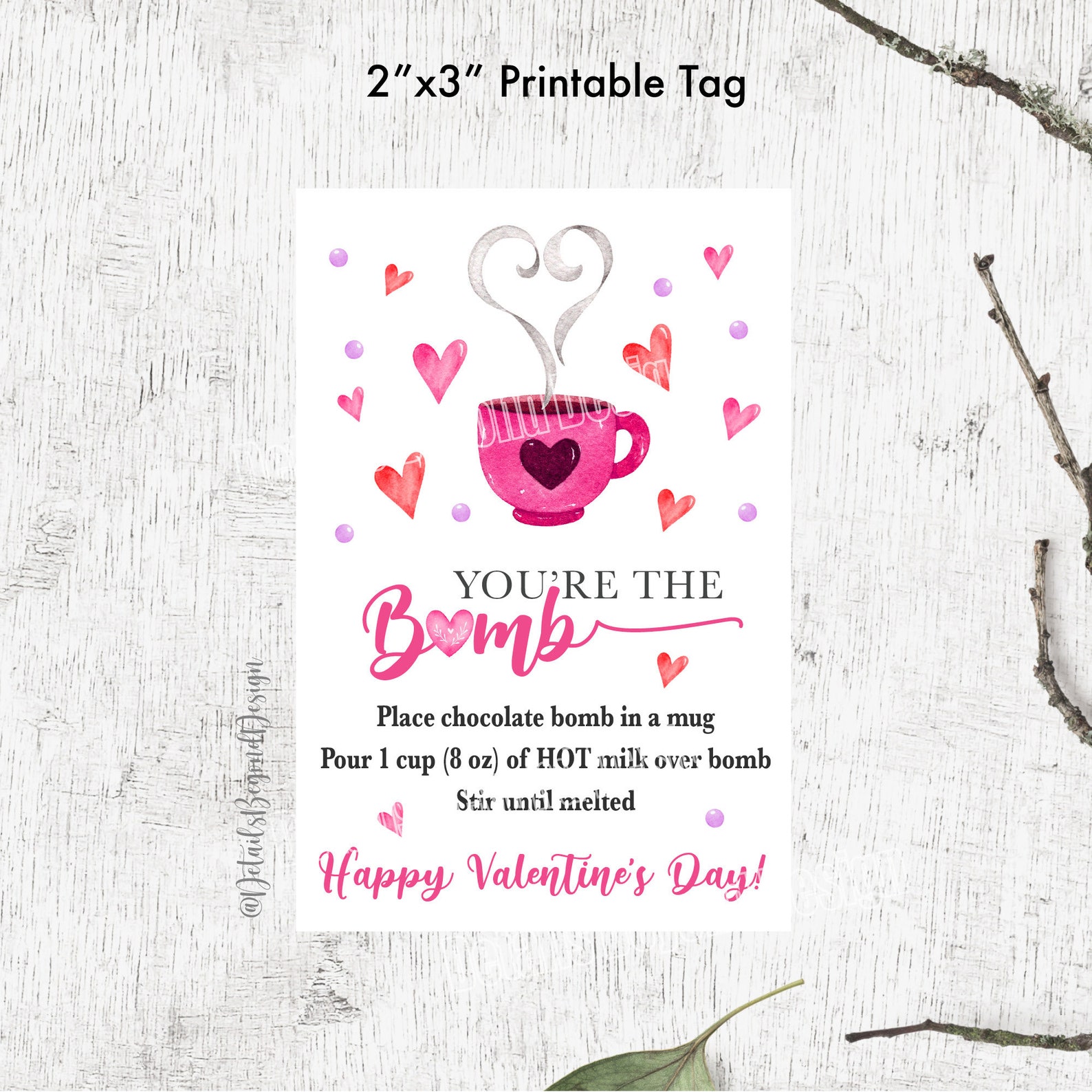 Valentine's Day Hot Cocoa Bomb Printable Tags - Digital File - You're ...