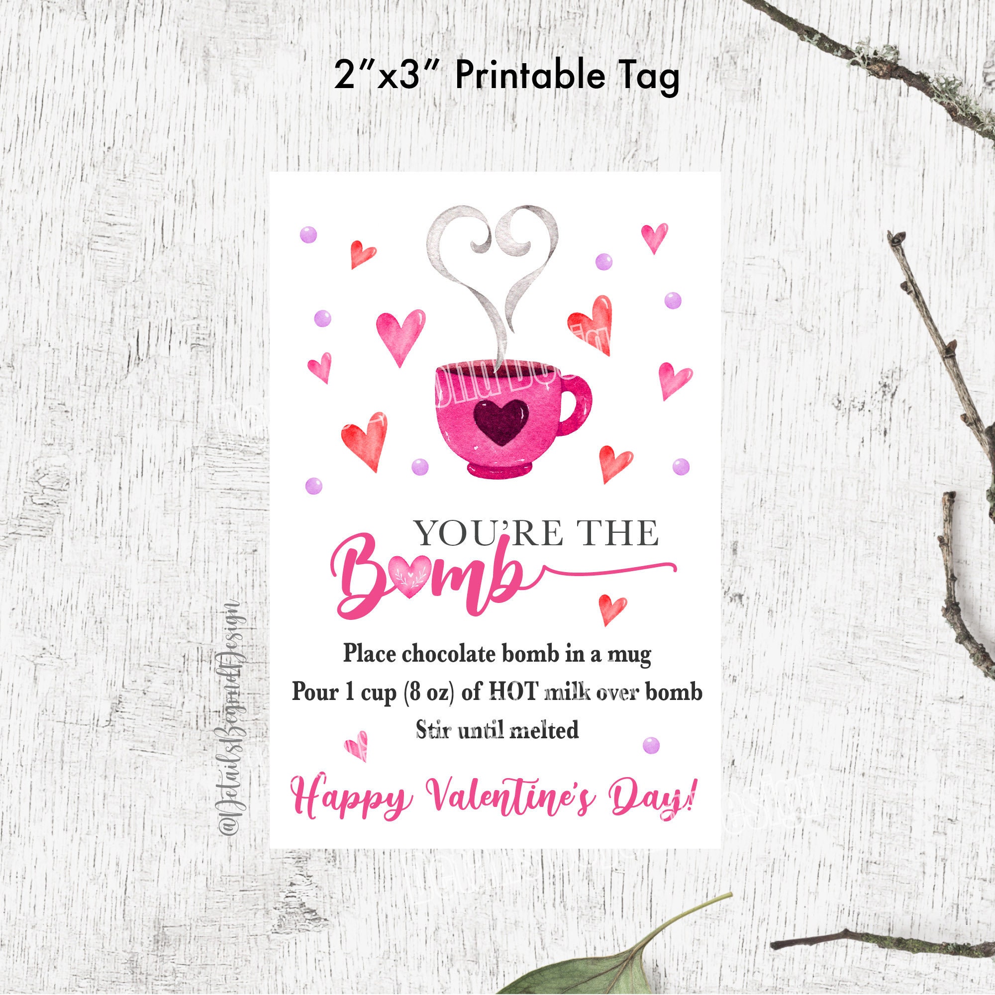 Valentine's Day Hot Cocoa Bomb Printable Tags - Digital File - You're ...