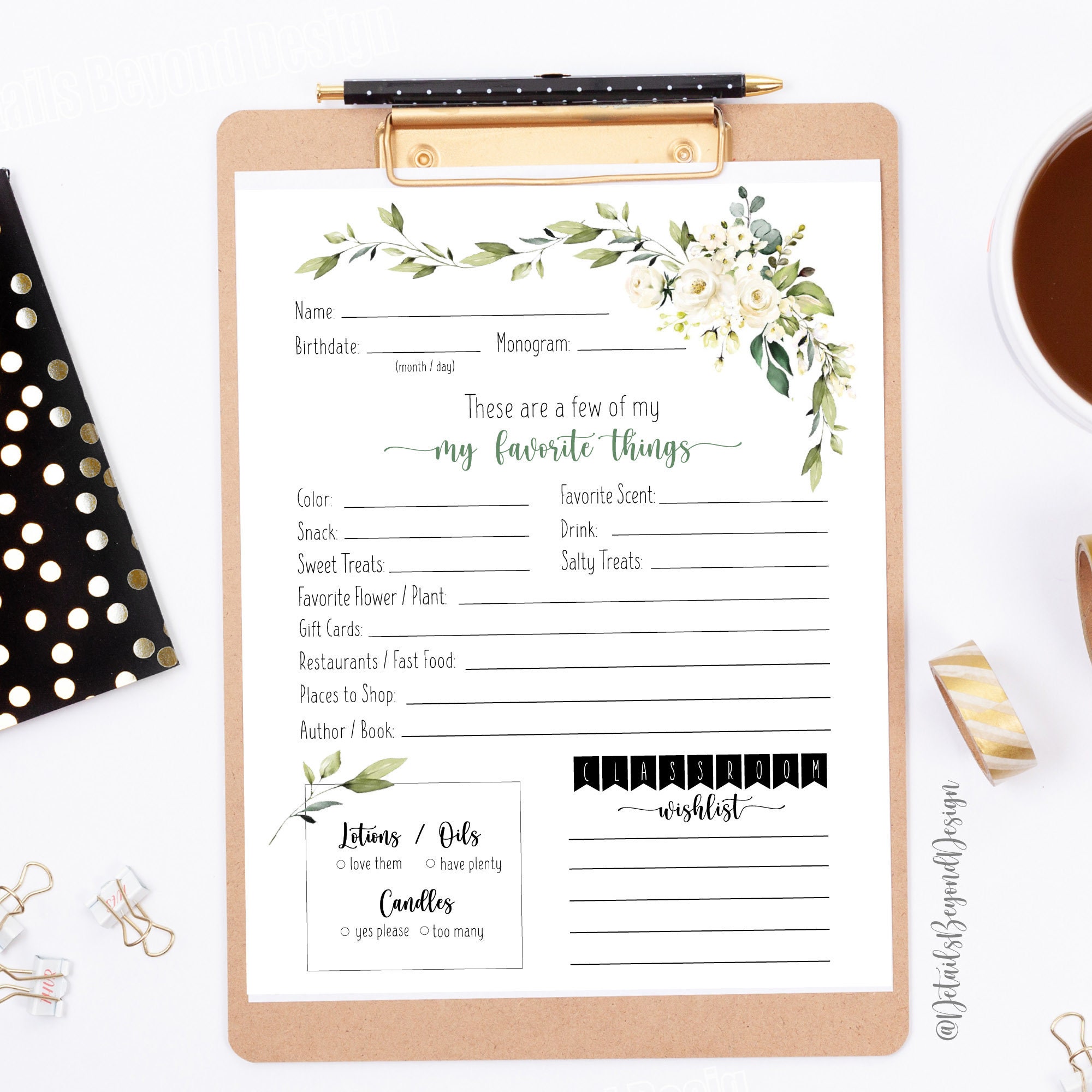 Teacher Appreciation Spring Theme My Favorite Things 2 - Etsy