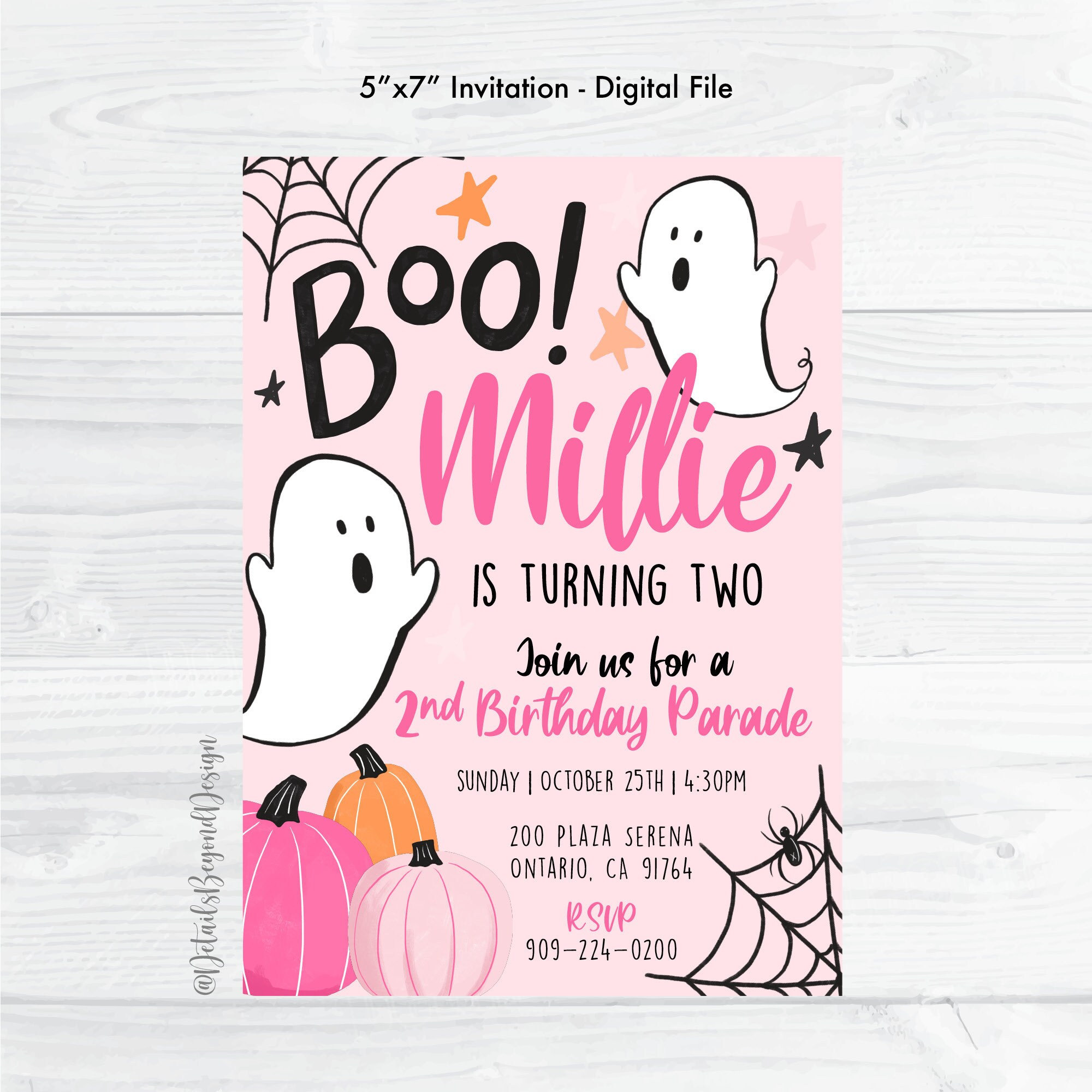 Boo Cute Ghost Birthday Invitation Digital File Printable | Etsy