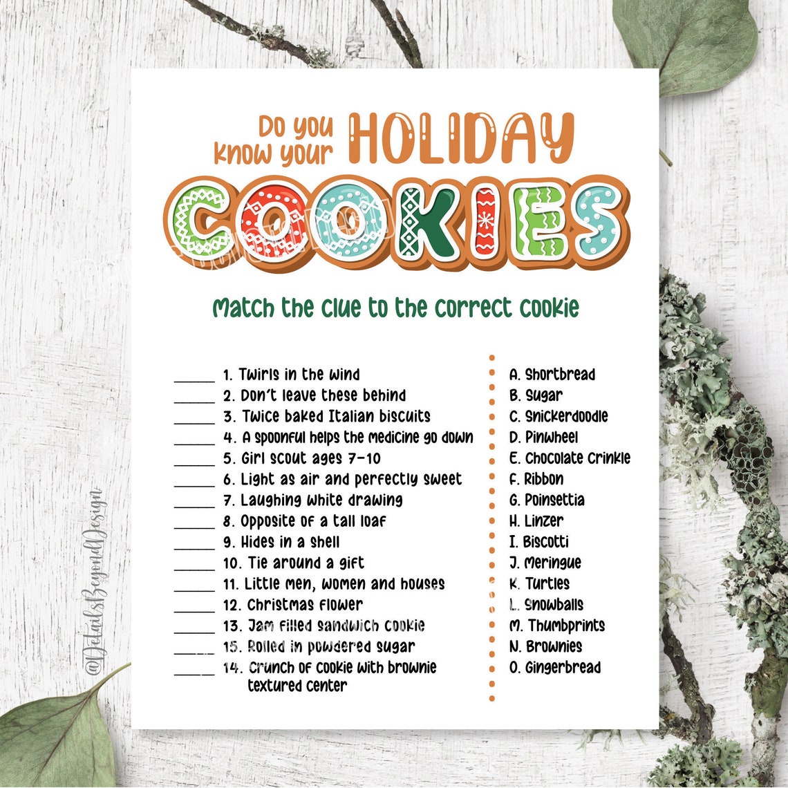 Do You Know Your Holiday Cookies Cookie Quiz Printable Game - Etsy