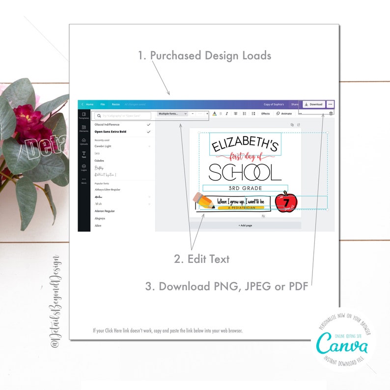 Customizable First Day of School - Any Grade - EDITABLE - When I Grown ...