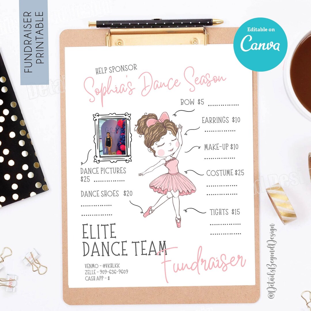 Dance Team - Dance Season Fundraiser - Editable on Canva - Printable ...