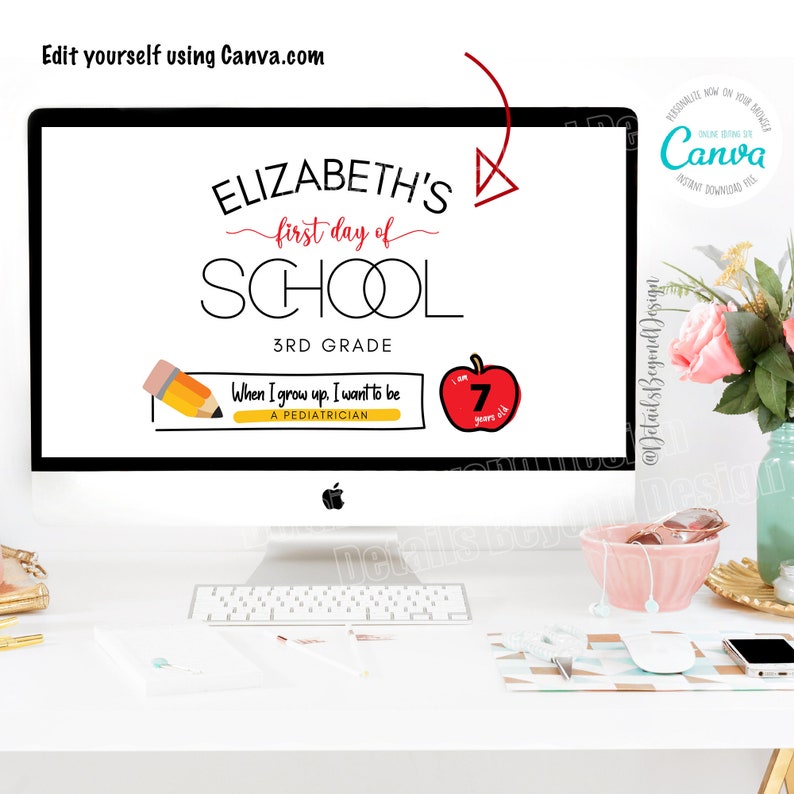 Customizable First Day of School Any Grade EDITABLE When - Etsy