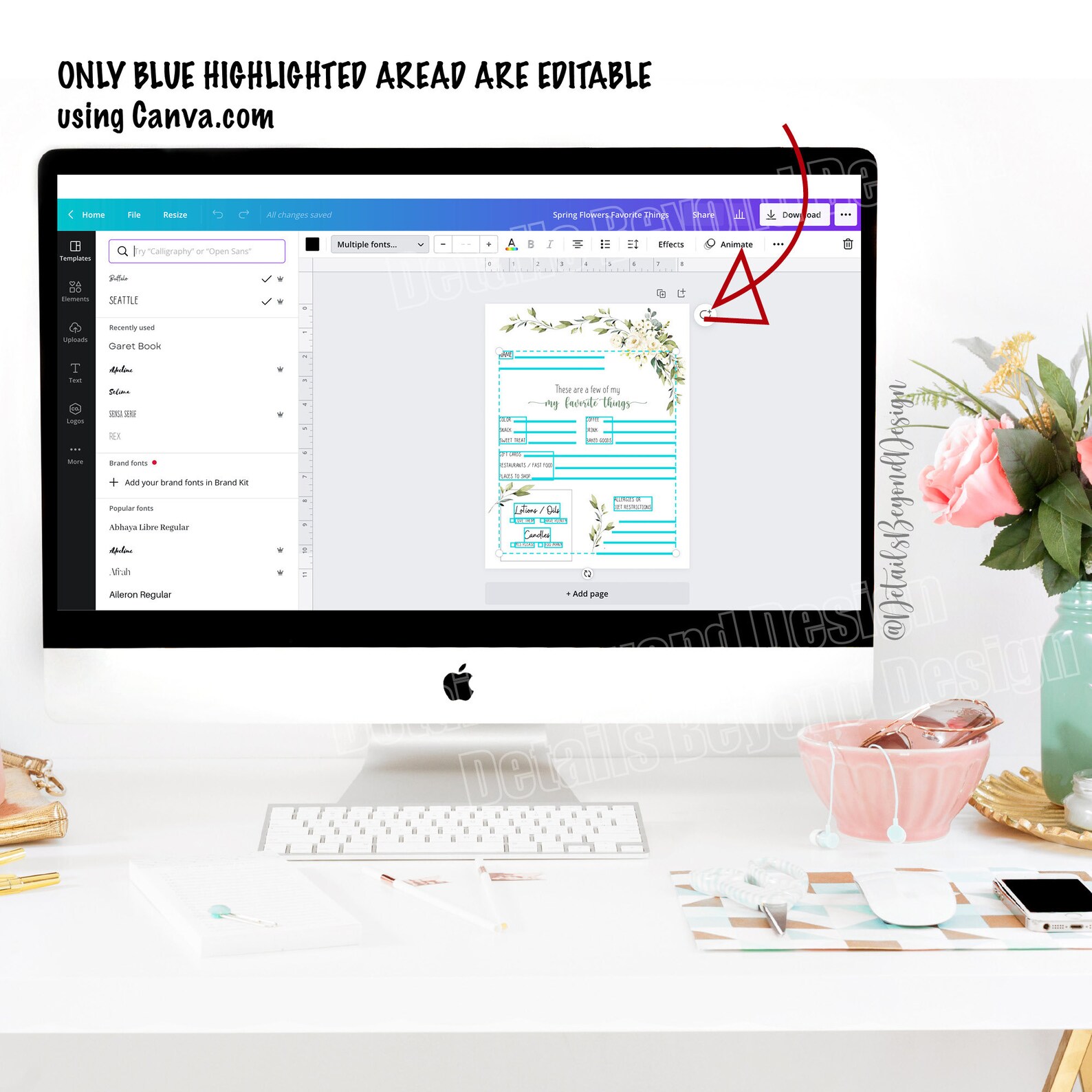 Editable on Canva Spring Theme My Favorite Things - Etsy