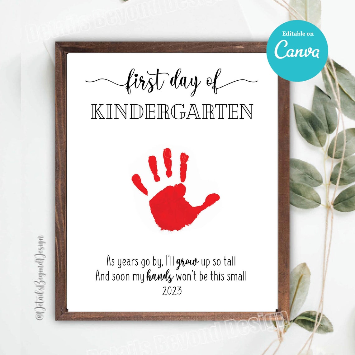 First Day of BLANK - Add in Canva - Handprint Art Project - Back to ...