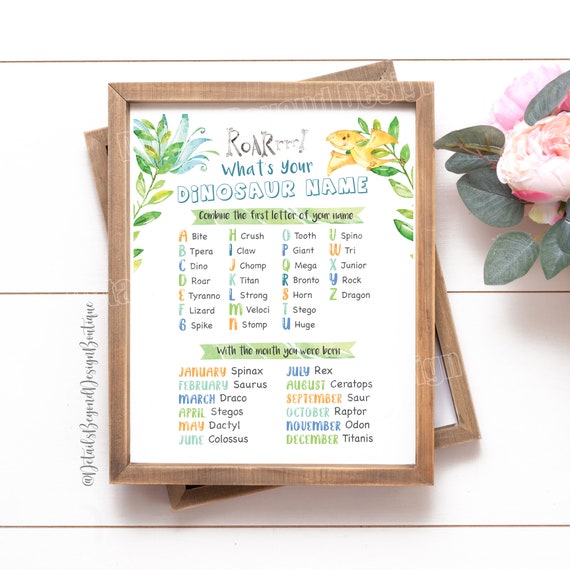 What's your Dinosaur Name - Dino Name - Printable Game Sign and Game ...