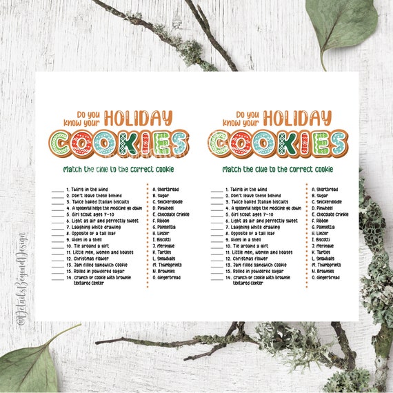 Do you know your Holiday Cookies - Cookie Quiz Printable Game cards for ...