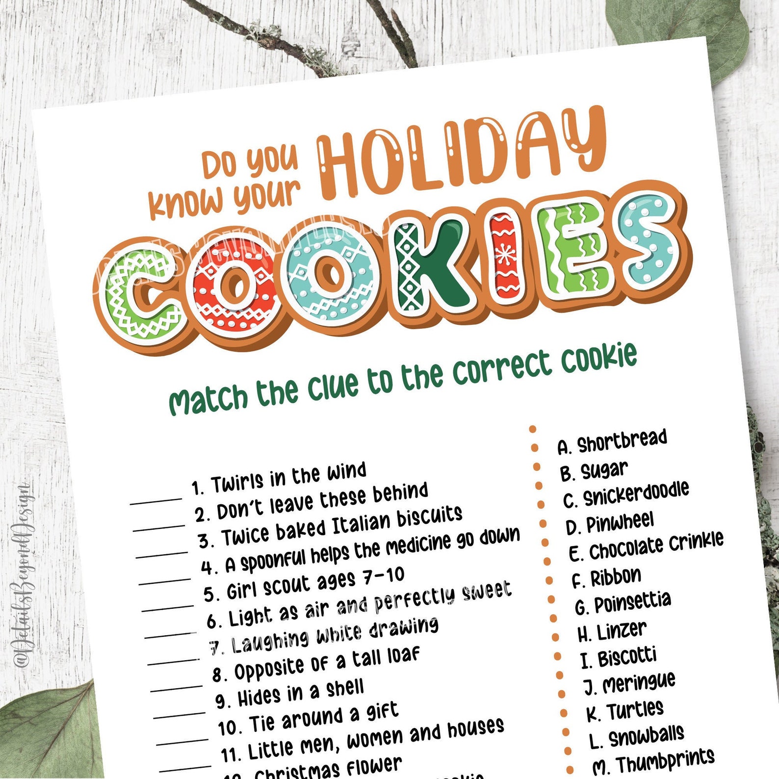 Do You Know Your Holiday Cookies Cookie Quiz Printable Game - Etsy