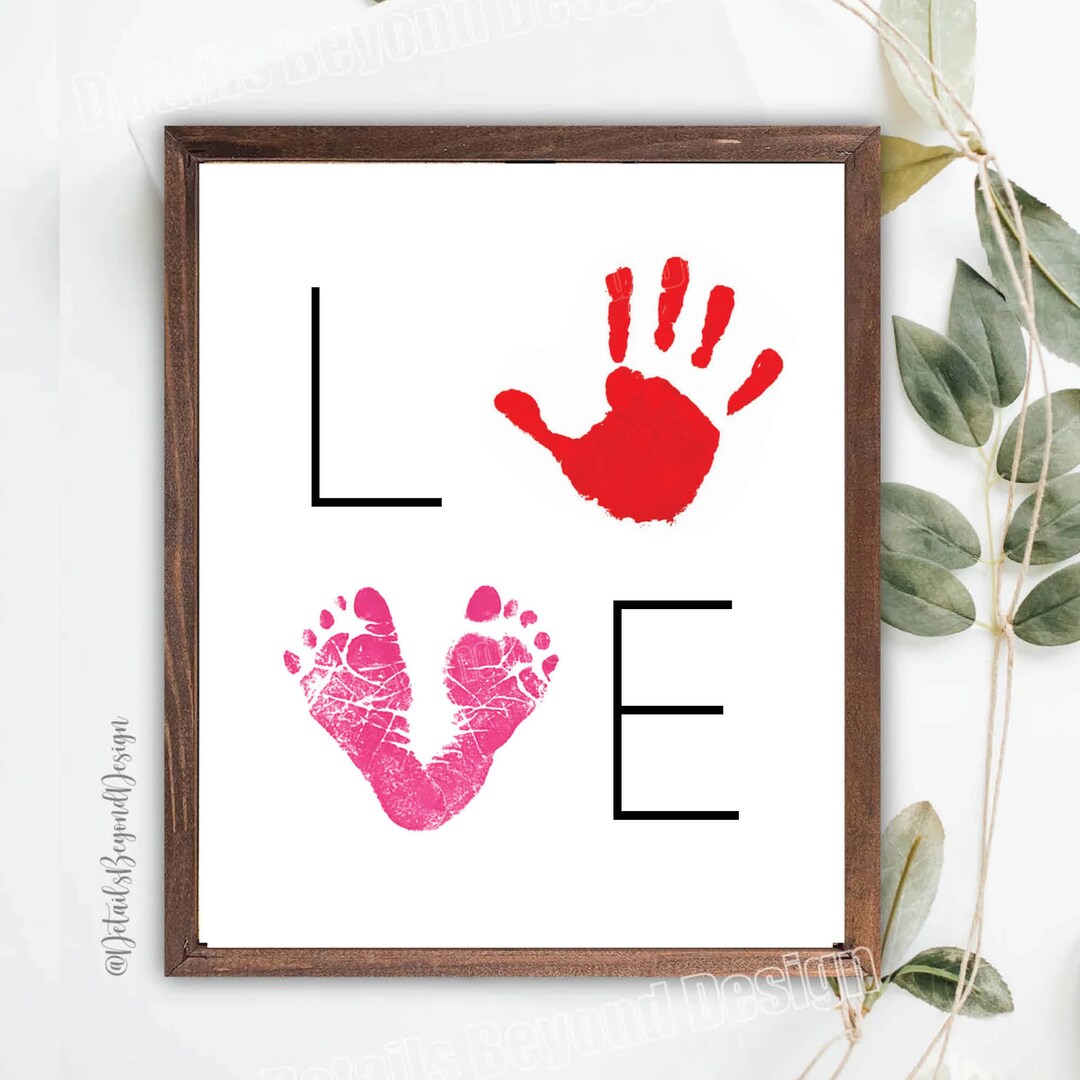 LOVE - Handprint / Footprint Print or Keepsake Gift - Happy Valentine's ...