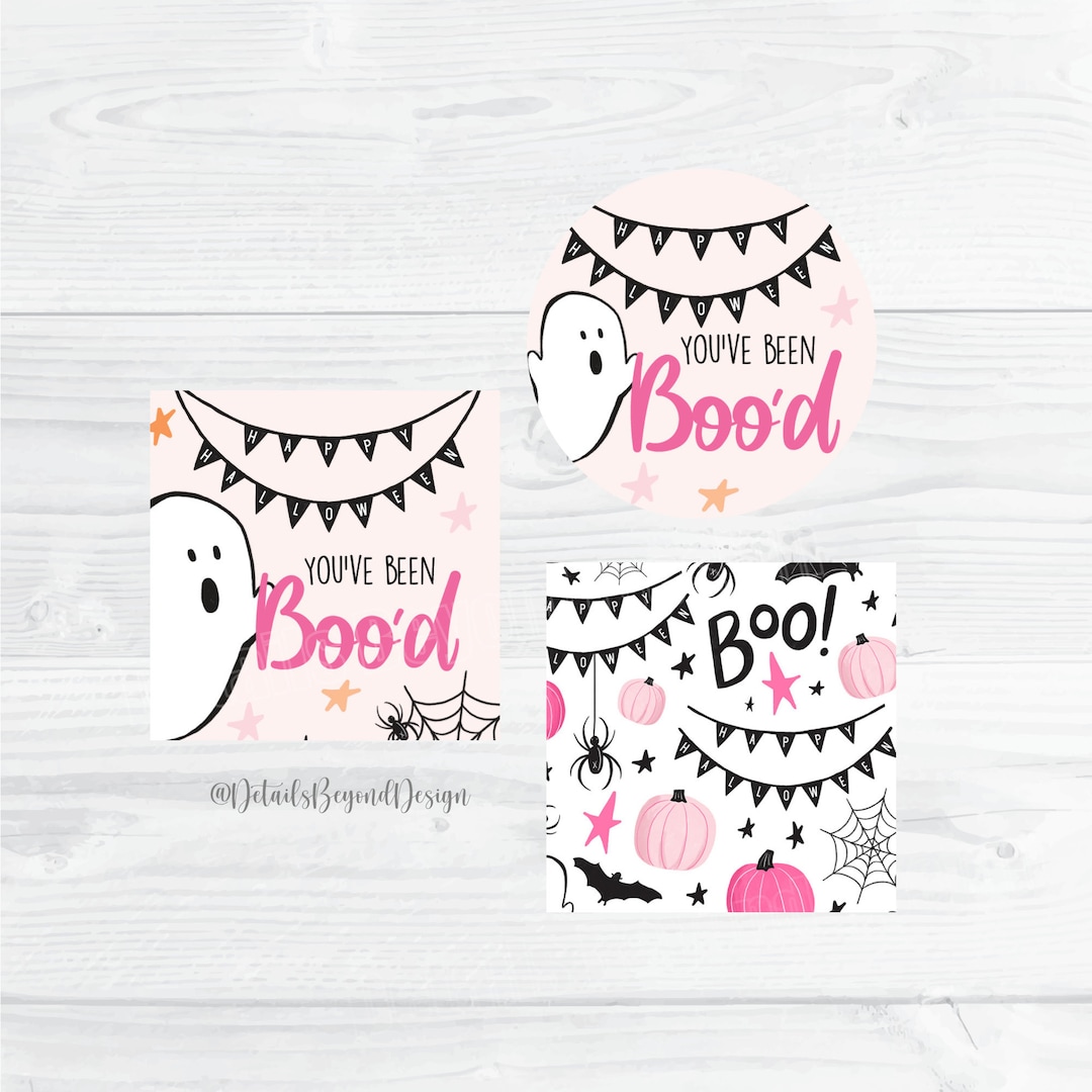 You've Been Boo'd PINK Printable - Halloween Trick or Treat Booed Tags ...
