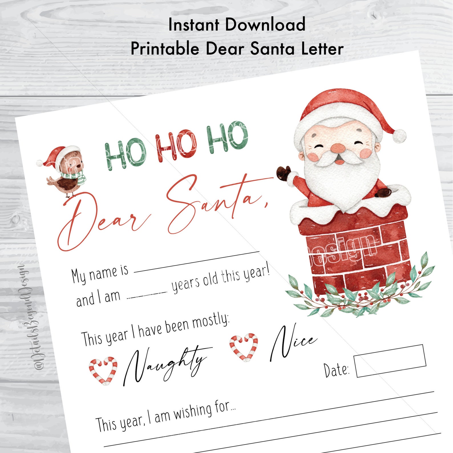 Dear Santa Letter Christmas Wish List Naughty or Nice - Etsy