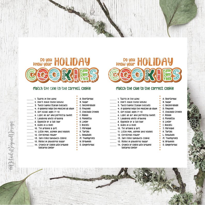 Do You Know Your Holiday Cookies Cookie Quiz Printable Game - Etsy