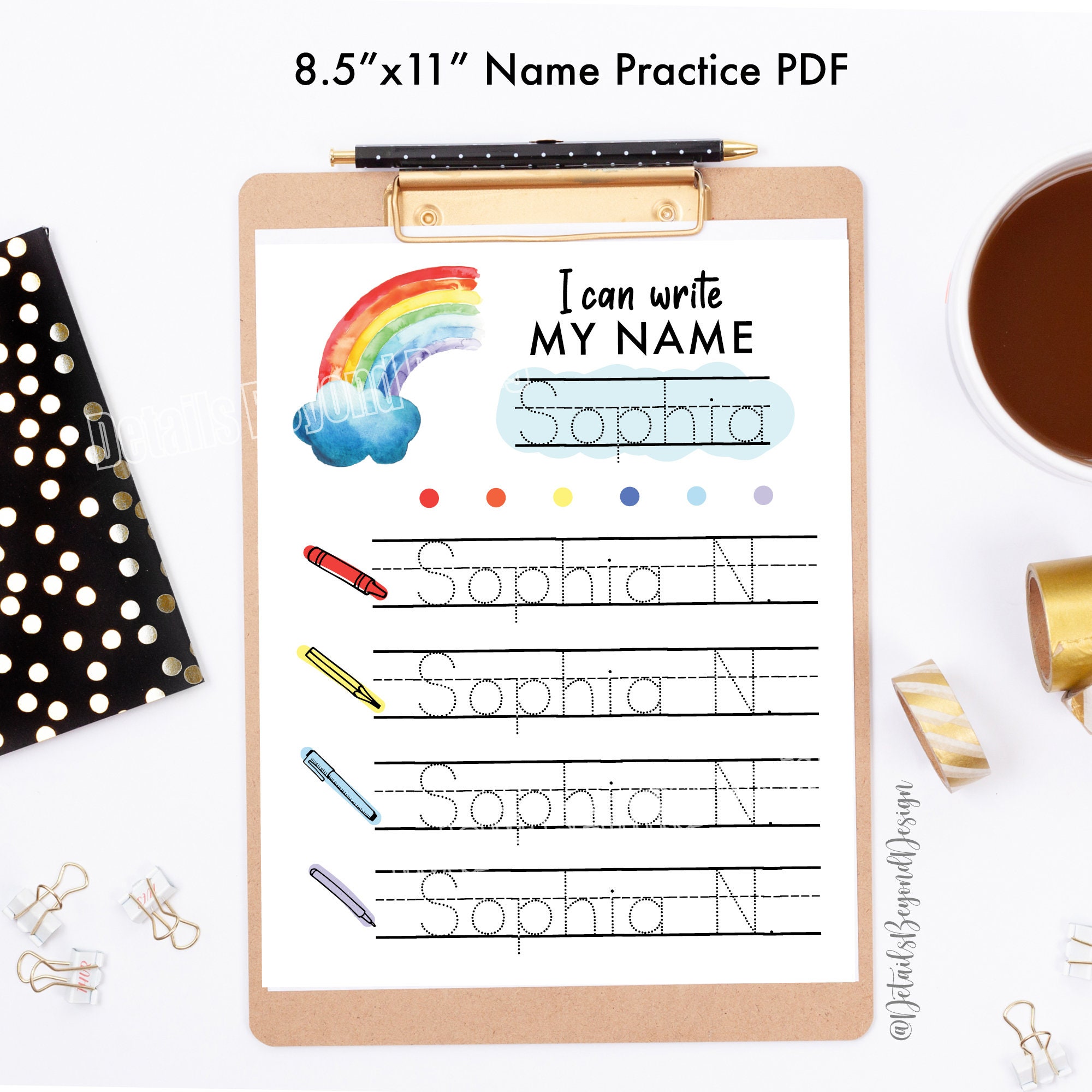 Personalized Custom Name Writing Practice Sheets Your - Etsy UK