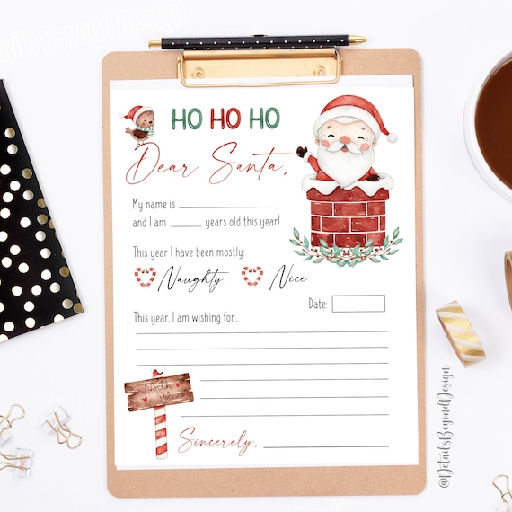 Dear Santa Letter - Christmas Wish List - Naughty or Nice - Survey 8.5 ...