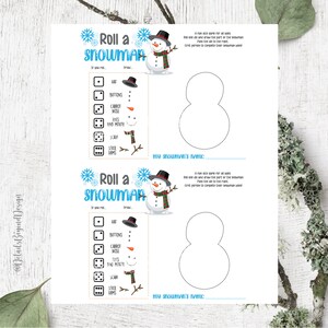 Holiday Roll a Snowman Dice Game - Children's Game Card - Build / Draw ...
